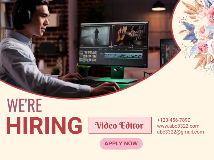 We're Hiring Video Editor Template | PosterMyWall