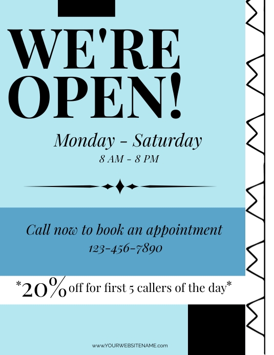 we're open 50% discount sign template design | PosterMyWall