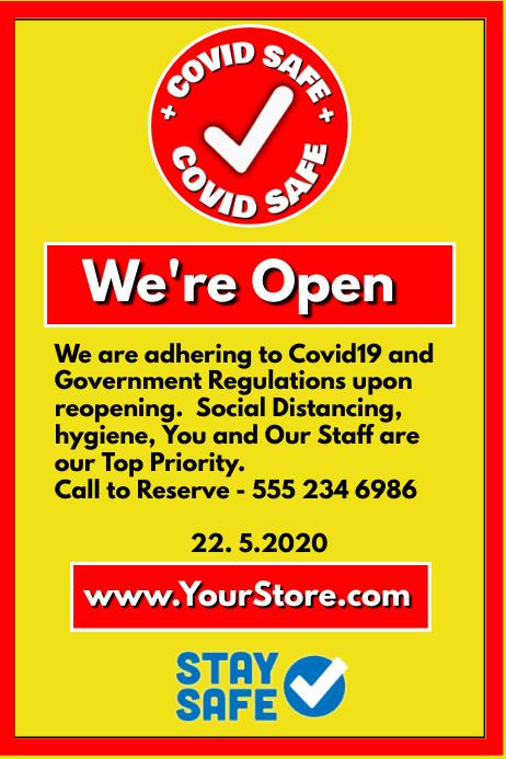 We're Open Covid Safe Template | PosterMyWall