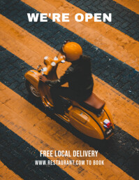 Retro delivery pick up to-go take out flyer Template | PosterMyWall
