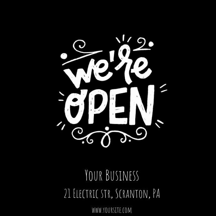 We're open drawing animation blackboard video Template | PosterMyWall