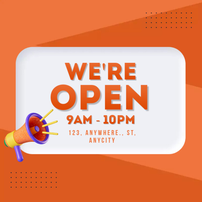 We're Open Orange Template | PosterMyWall