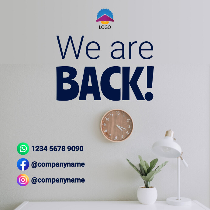we are back business Instagram template | PosterMyWall