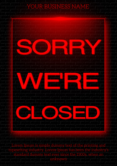 WE ARE CLOSED Template | PosterMyWall