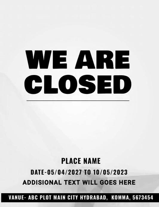 We are closed Template | PosterMyWall
