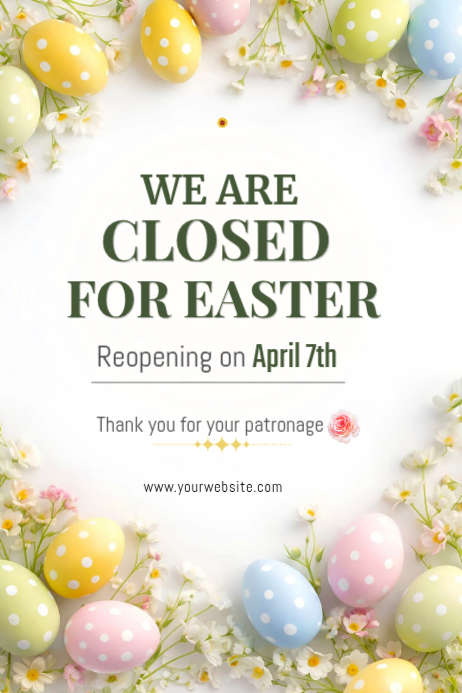We Are Closed for Easter Template | Easter Closure Sign | Business ...