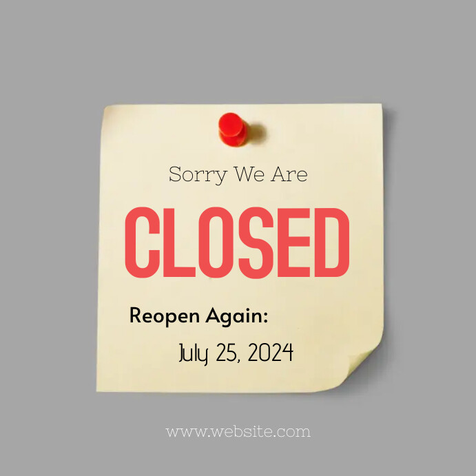 Plantilla de We are closed notes templates | PosterMyWall
