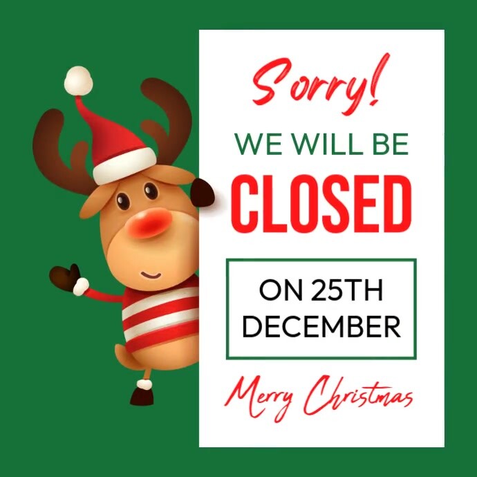 we are closed on Christmas Instagram post Template | PosterMyWall
