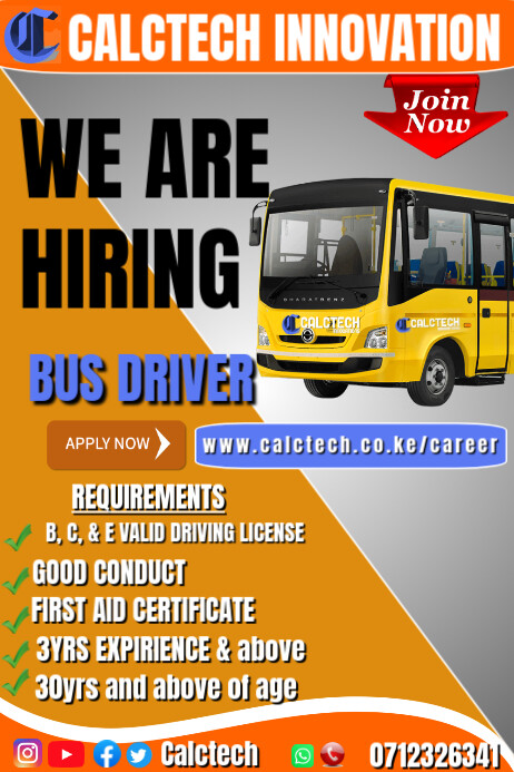 we are hiring a bus driver Template | PosterMyWall