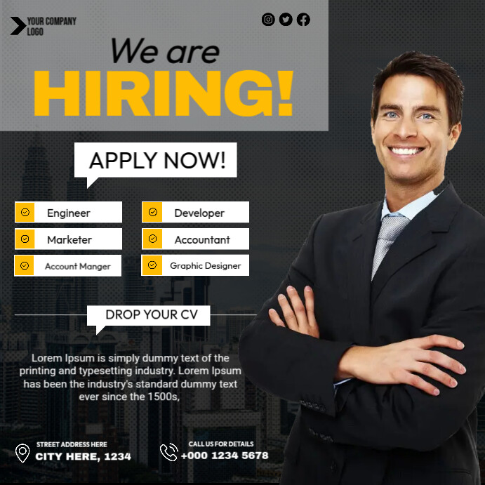 We Are Hiring Ads Template | PosterMyWall