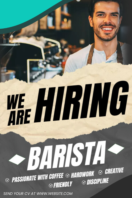 Plantilla de WE ARE HIRING BARISTA | PosterMyWall