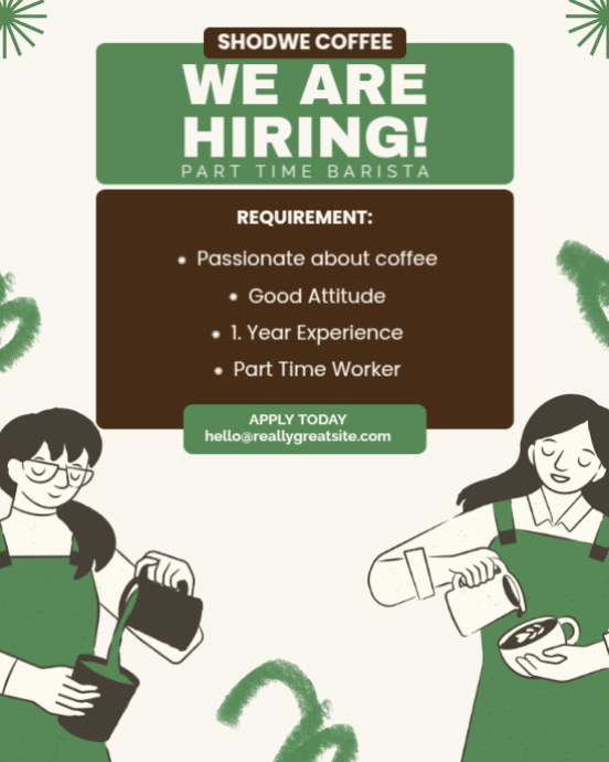 we are hiring barista Template | PosterMyWall