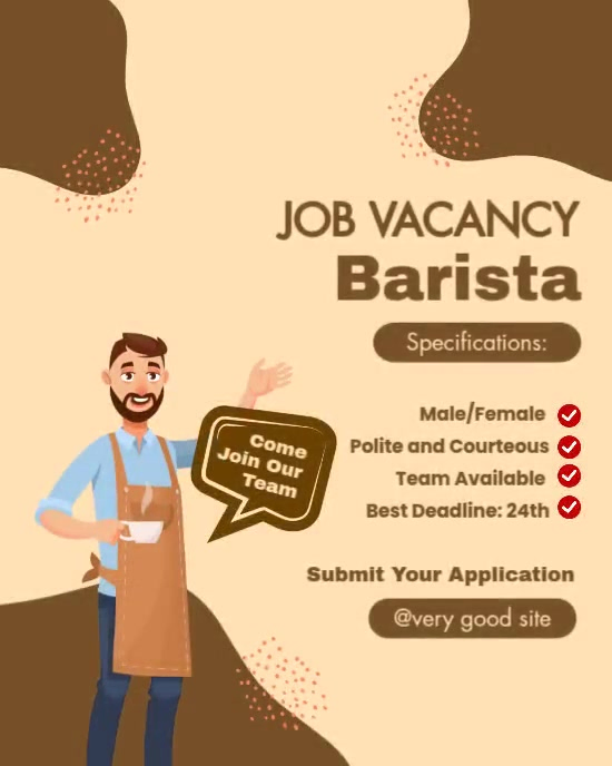 we are hiring barista Template | PosterMyWall