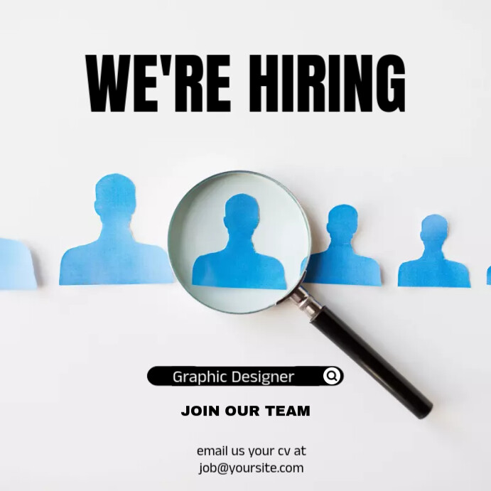 We are hiring blue and white Instagram poster Template | PosterMyWall