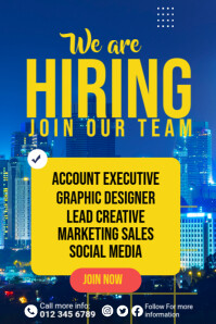 Blue and Yellow Modern Job Hiring Poster Template | PosterMyWall