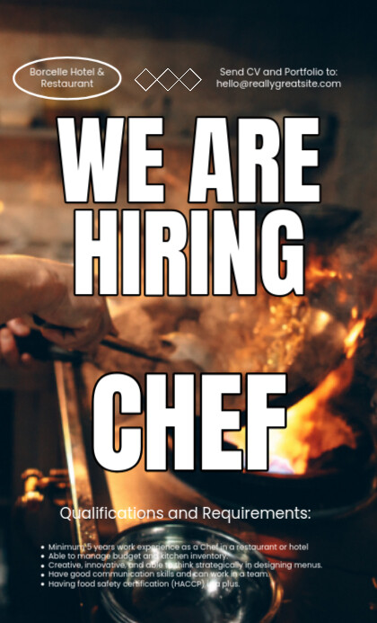 Copy of We Are Hiring Chef Profesional Restaurant Flyer | PosterMyWall