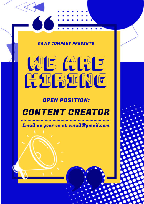WE ARE HIRING CONTENT CREATOR Template | PosterMyWall