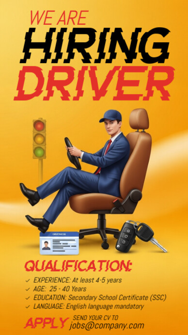We Are Hiring Driver Digital Display (9:16) Template | PosterMyWall