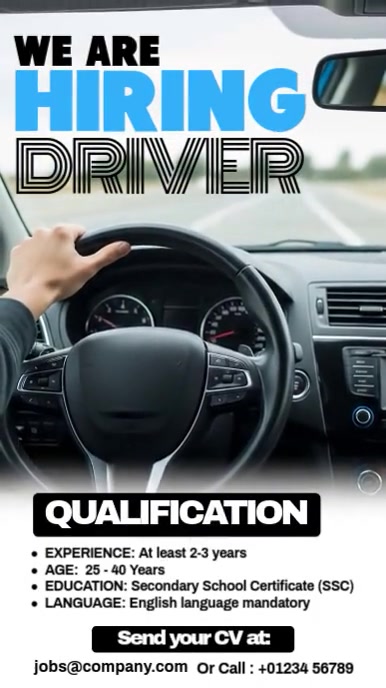 We Are Hiring Driver Instagram Story Template | PosterMyWall