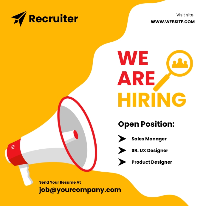 We are Hiring Instagram post, recruit flyer Template | PosterMyWall