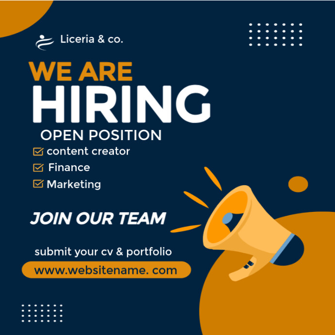 We Are Hiring Instagram Post Template | PosterMyWall