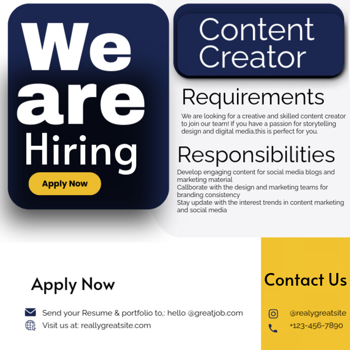 Copy of We are hiring new job posting contents | PosterMyWall