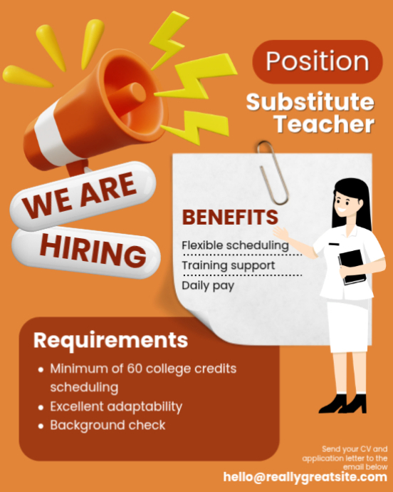 we are hiring Substitute Teacher Hiring Instagram Portrait Template ...