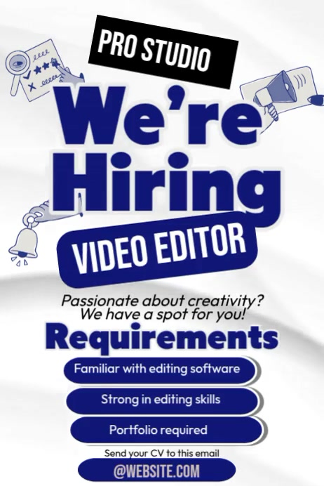 We Are Hiring- Video Editor Template | PosterMyWall
