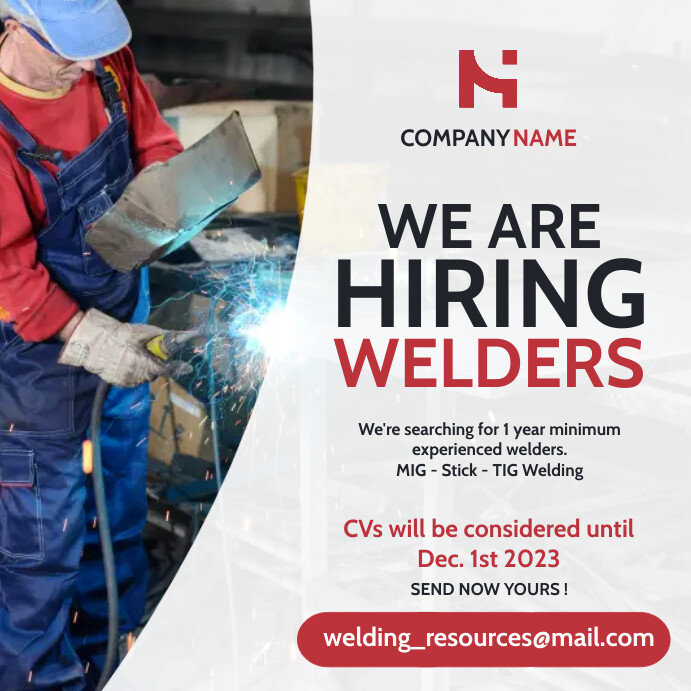 we are hiring welders instagram post banner ( Template | PosterMyWall