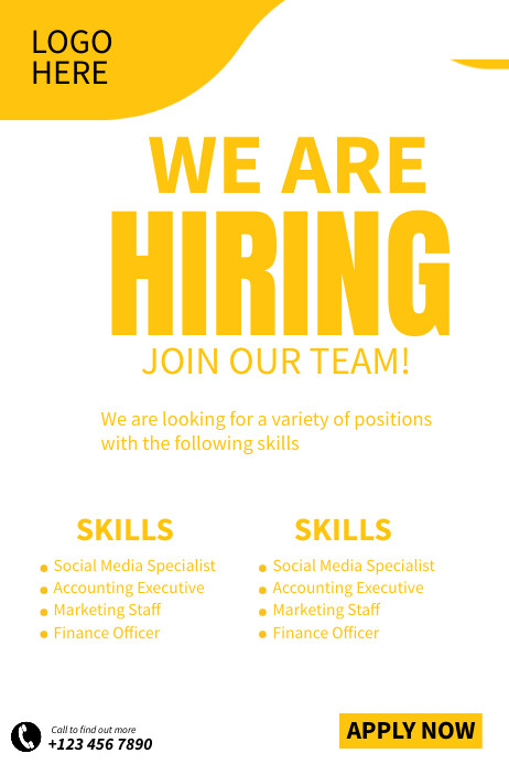 We Are Hiring Yellow Templat | PosterMyWall
