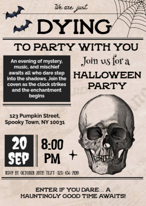 We Are Just Dying To Party With You Invitation Template | PosterMyWall
