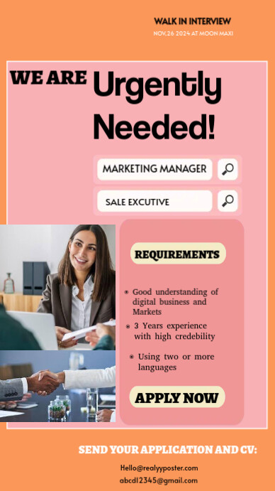 Plantilla de we are looking new urgent post of marketing hiringmanager ...