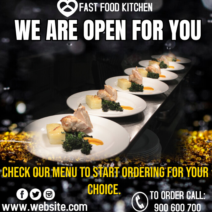 We are open food business poster design Template | PosterMyWall