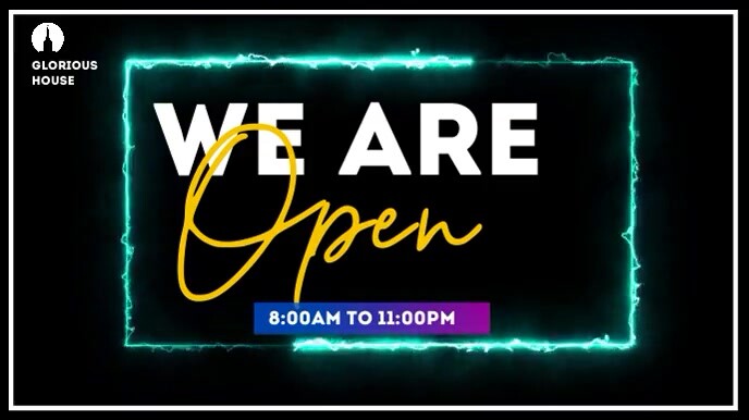 Plantilla de WE ARE OPEN motion graphics video, 16:9 displ | PosterMyWall