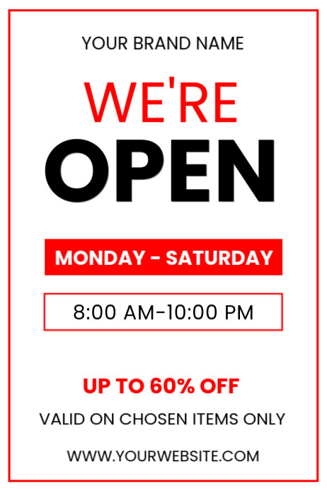 We Are Open Now Poster Template | PosterMyWall
