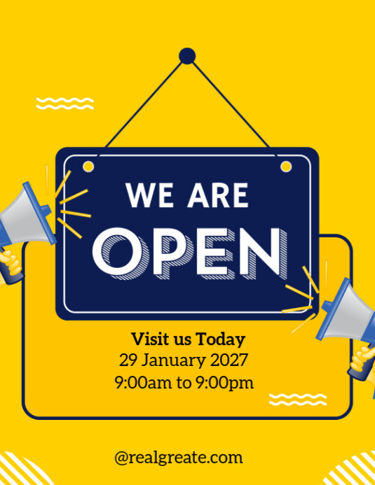 Copy of we are open open sign grand opening | PosterMyWall