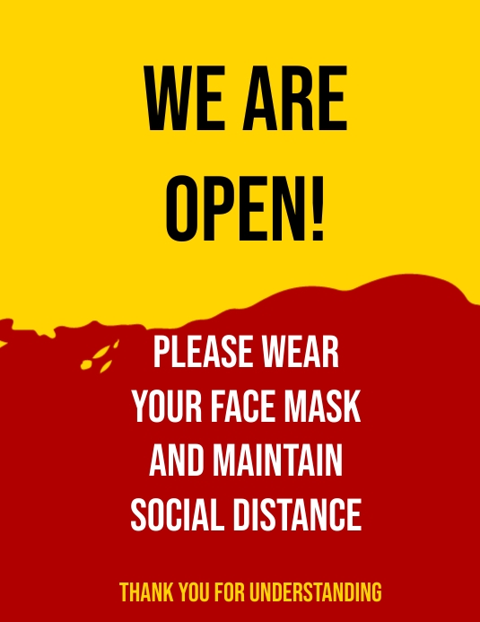 we are open wear mask small business poster Template | PosterMyWall