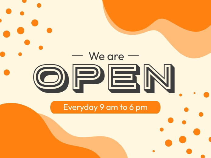 Plantilla de Estamos Abiertos Folleto de Letrero de Patio | PosterMyWall