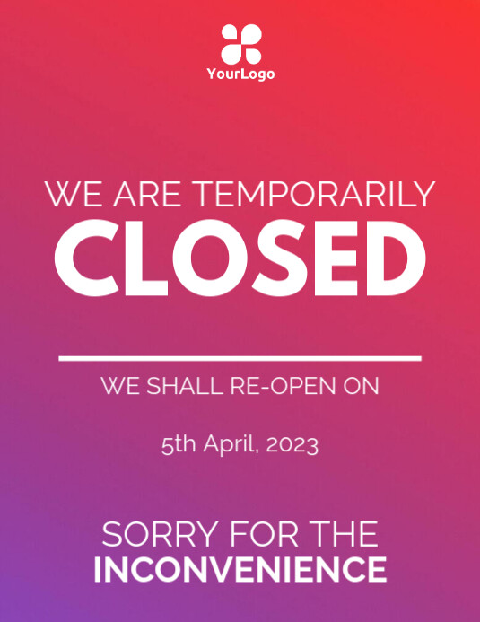 We are temporarily closed Template | PosterMyWall
