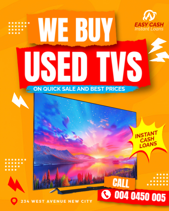 Copy of We buy used tvs electronics shop instant loan cash business advertisement facebook flyer ...
