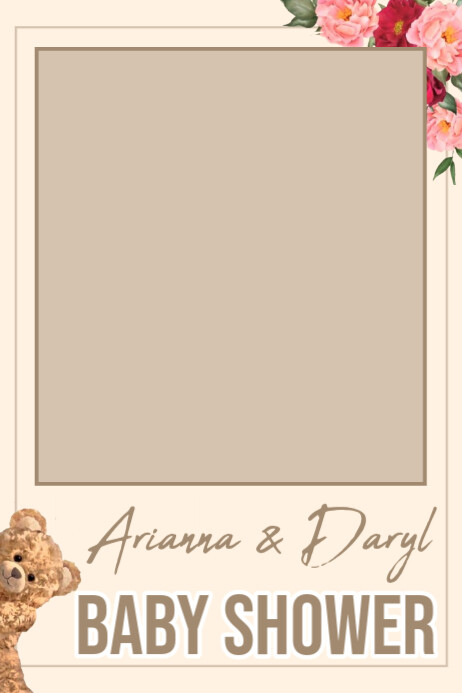 Copy of We Can Bearly Wait Baby Shower 4x6 Photo Frame Template ...