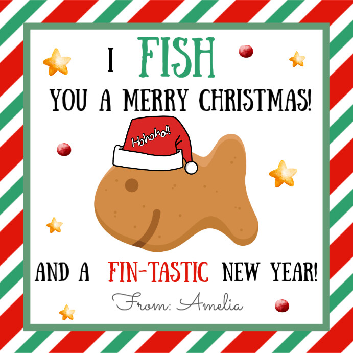 We FISH You a Merry Christmas Snack Tag Template | PosterMyWall