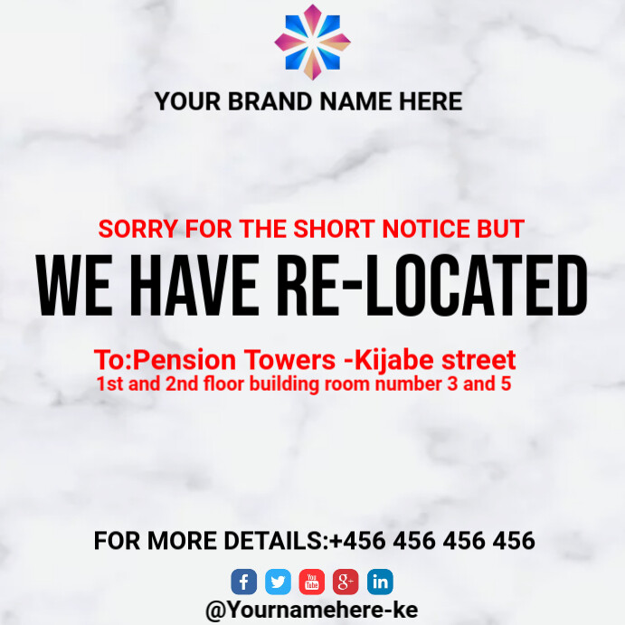 we have relocated flyer template | PosterMyWall