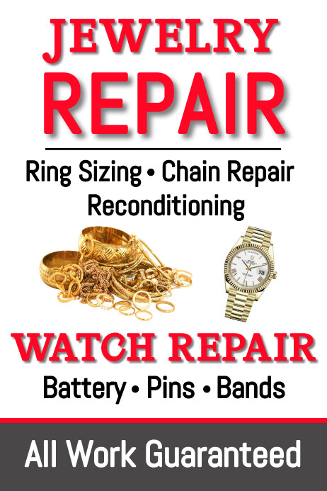 Modèle We Repair Jewelry Watches Poster | PosterMyWall