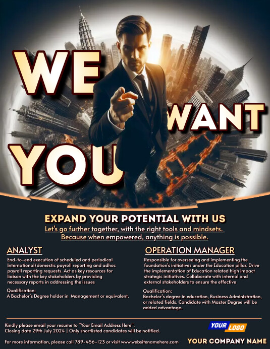 Copy of We Want You - Job Vacancy Ad Flyer | PosterMyWall