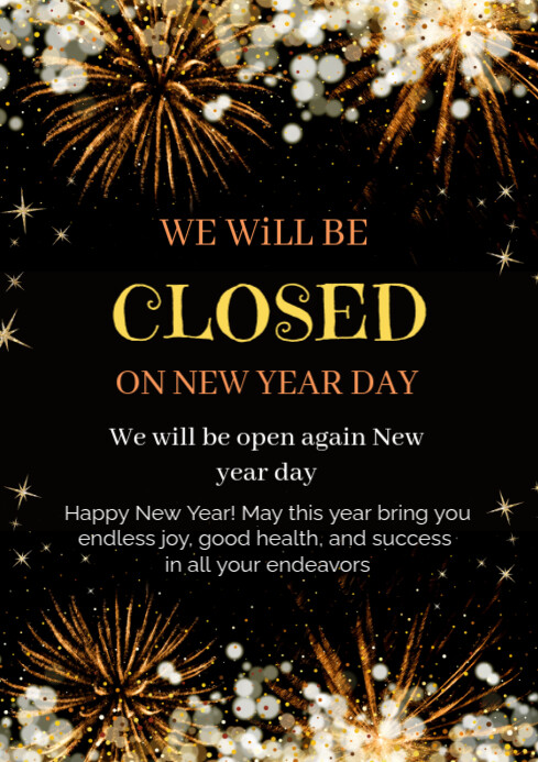We will be closed on new year day Template | PosterMyWall