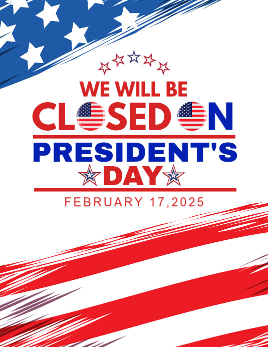 we will be closed on president's day Template | PosterMyWall