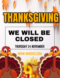 We will be closed thanksgiving Day flyer Template | PosterMyWall