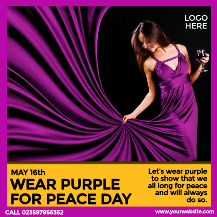 Copy of wear purple for peace day | PosterMyWall