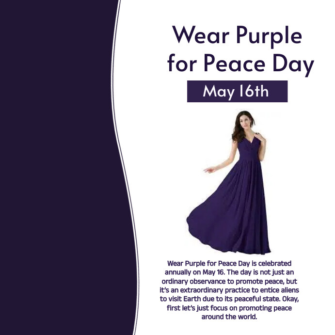wear purple for peace day Template | PosterMyWall
